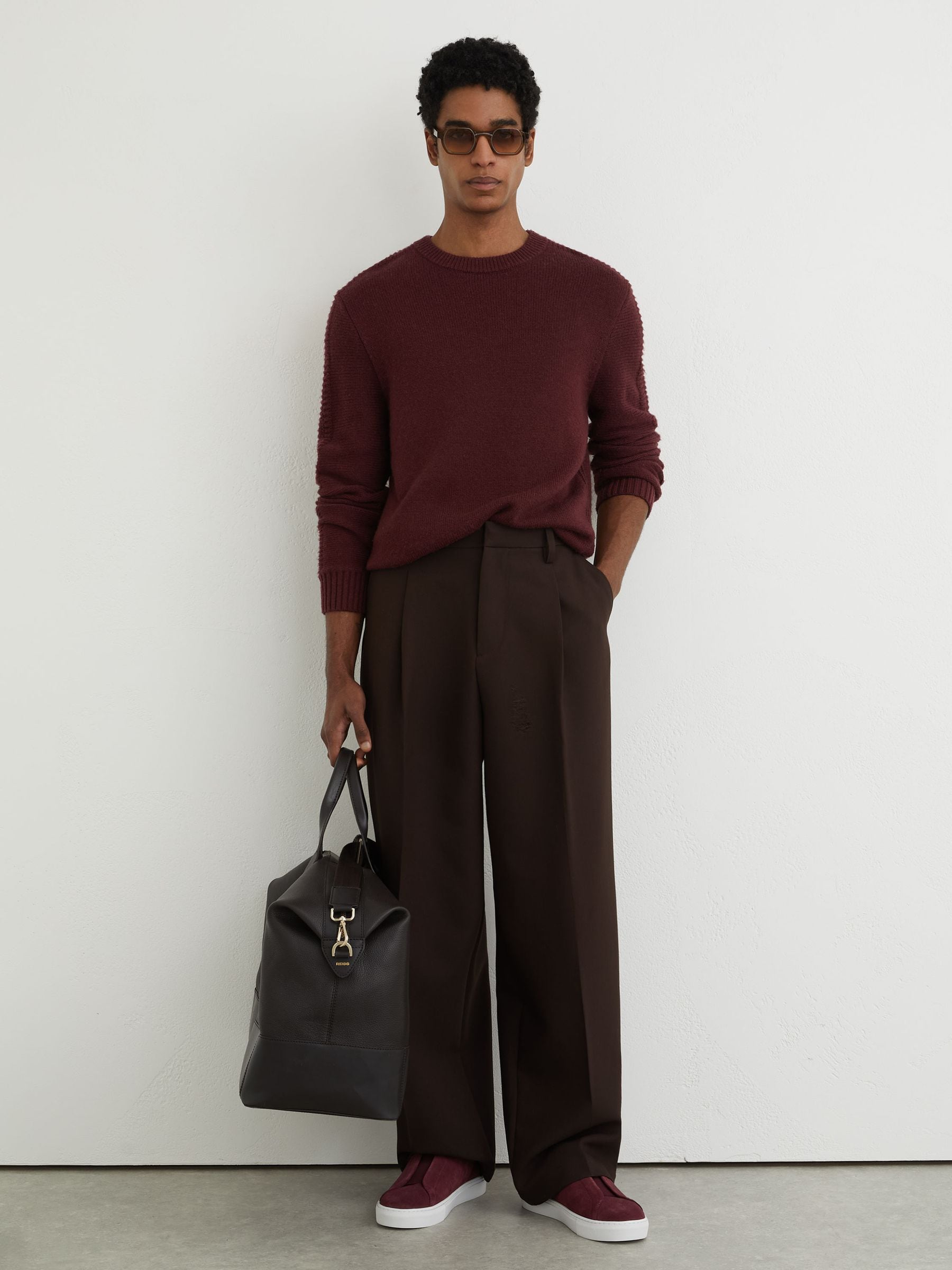 REISS Emil Suede Slip-On Trainers